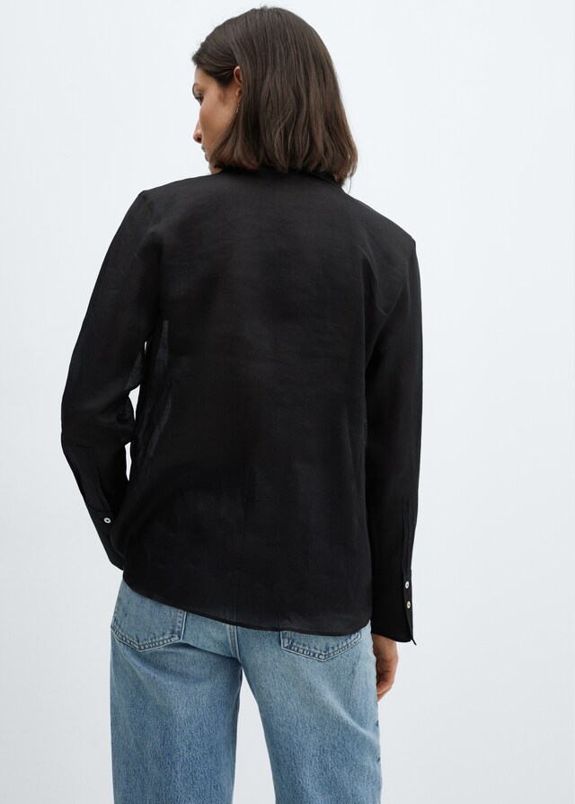 Ramie shirt with hidden buttons - Woman | MANGO USA