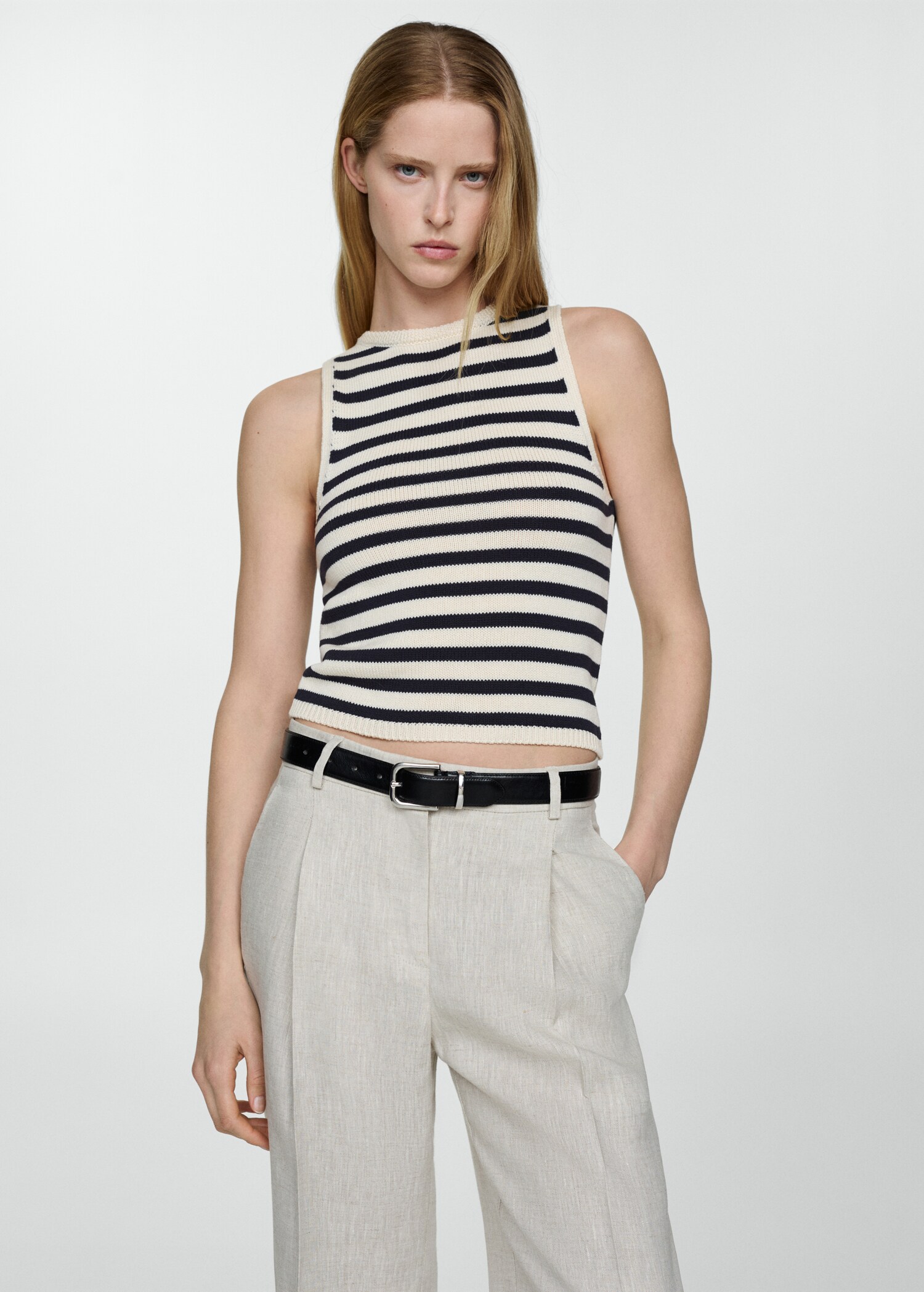 Cotton-blend knit top - Woman | MANGO USA