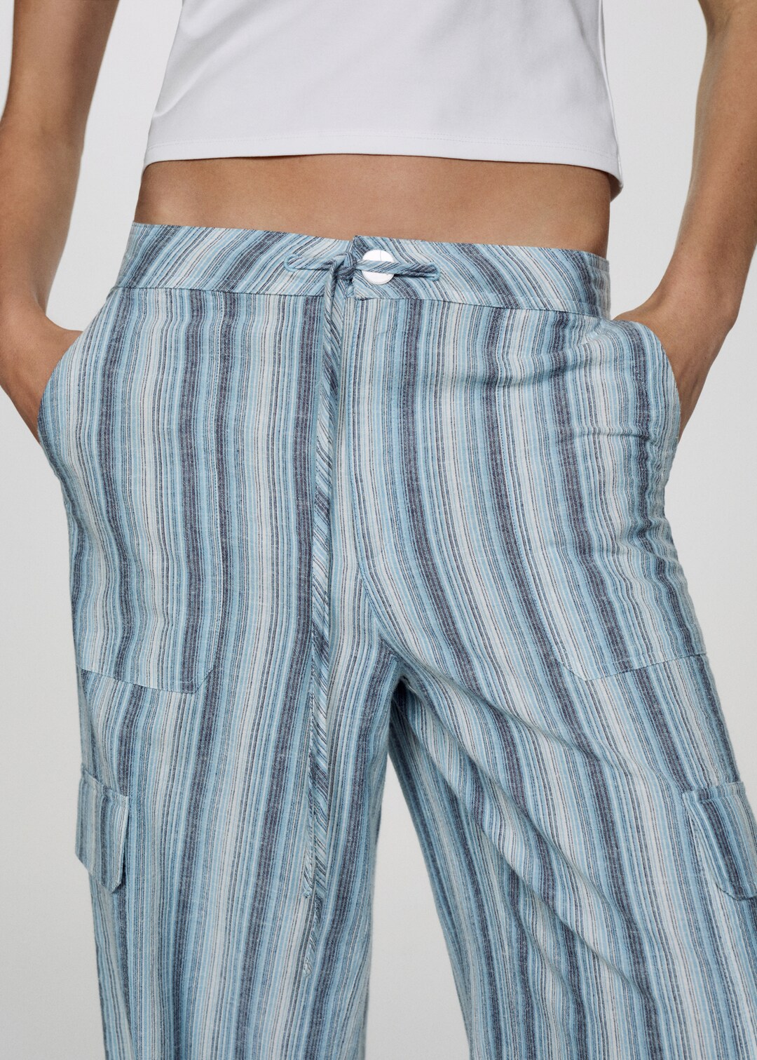 Striped trousers with cargo pockets - Women | MANGO United Kingdom