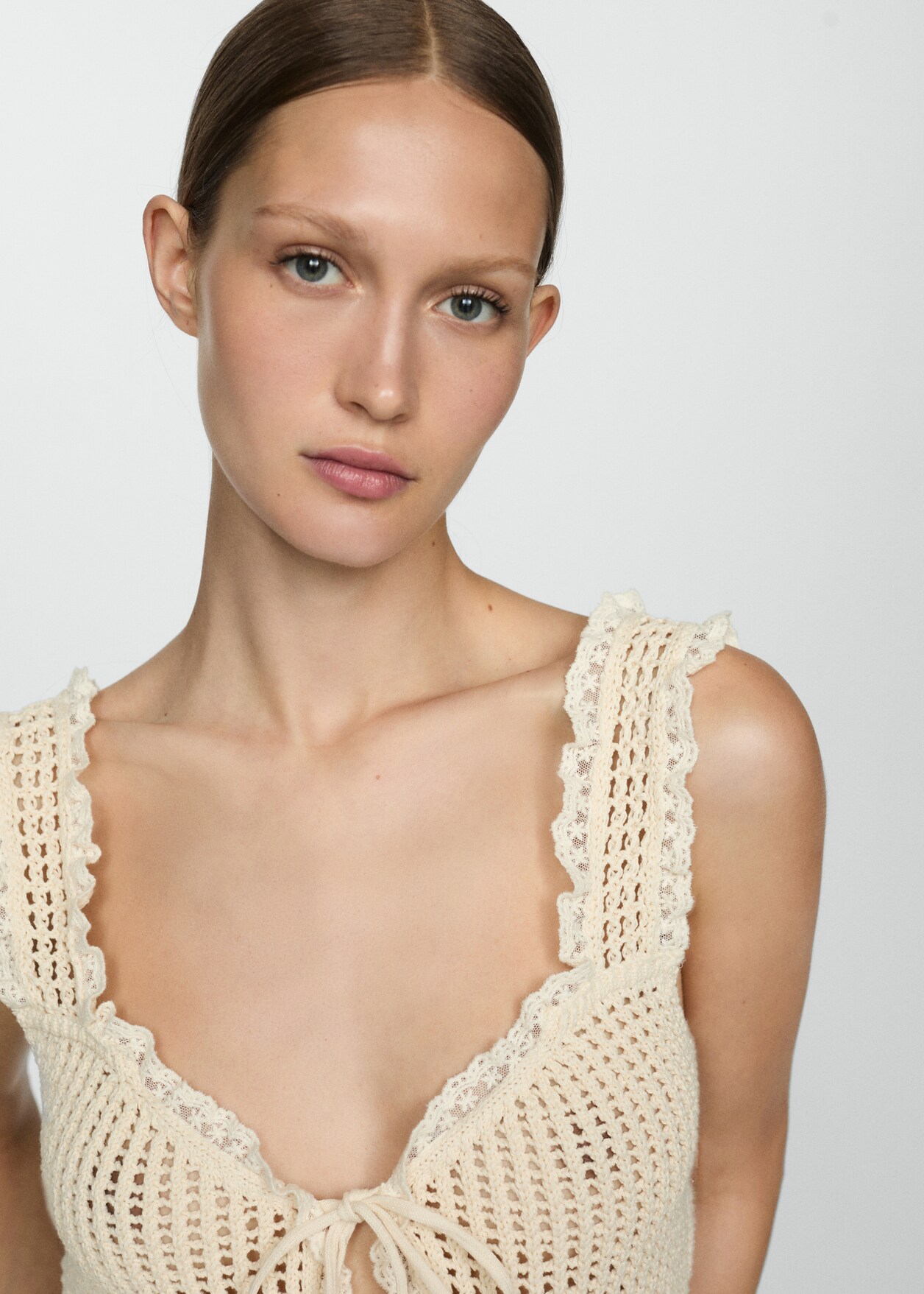 Openwork Top With Lace Detail Woman Mango Usa