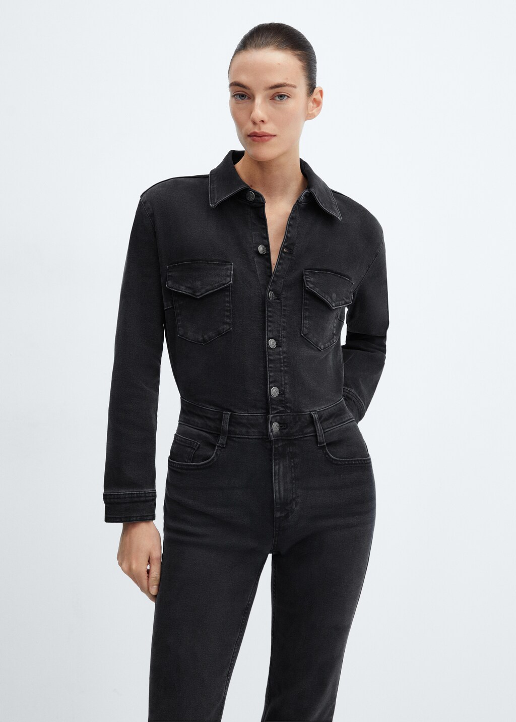 Long Denim Jumpsuit Woman Mango Usa