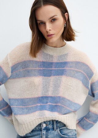 Checks knitted sweater - Woman | MANGO USA