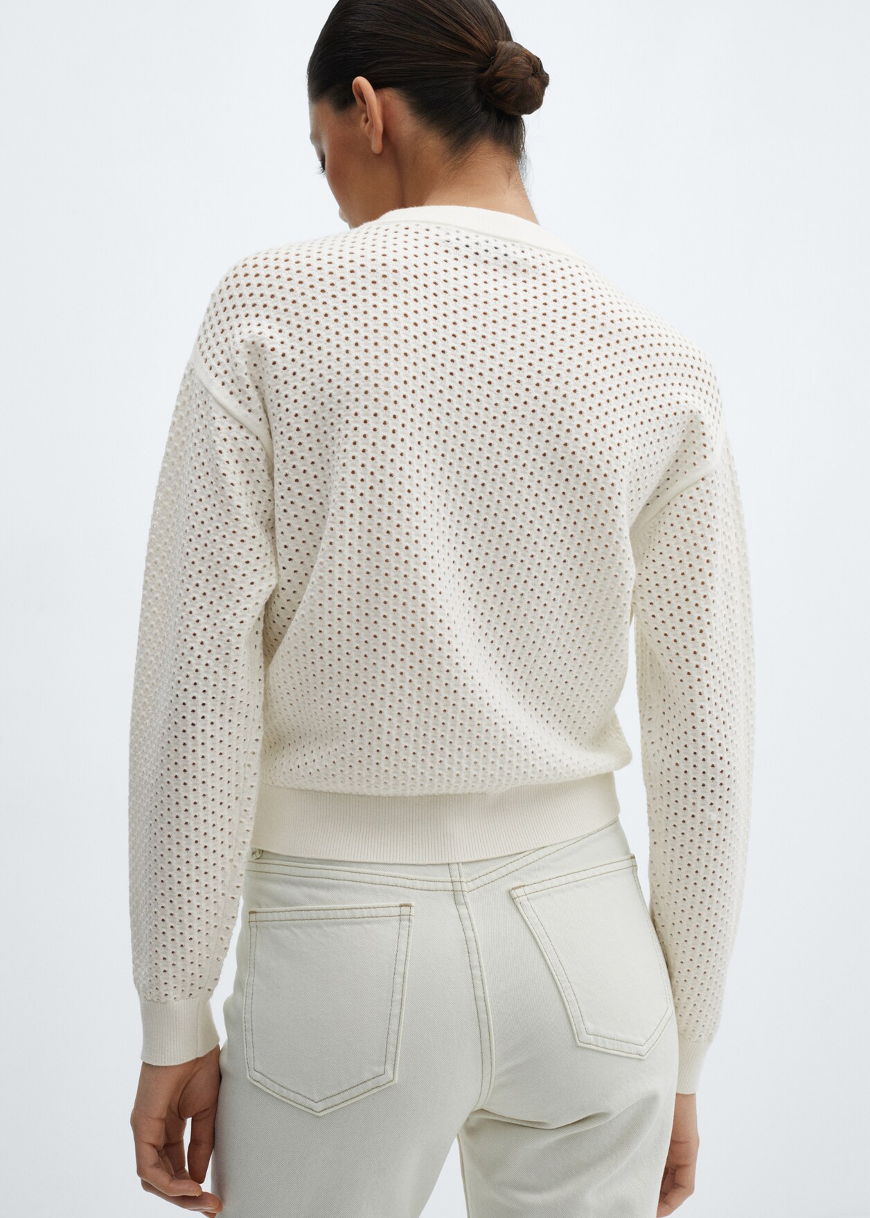 Round-neck openwork sweater