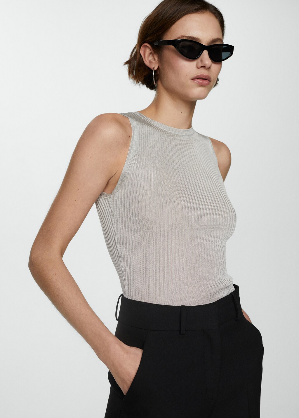 Knitted top with metallic thread - Woman | MANGO United Kingdom