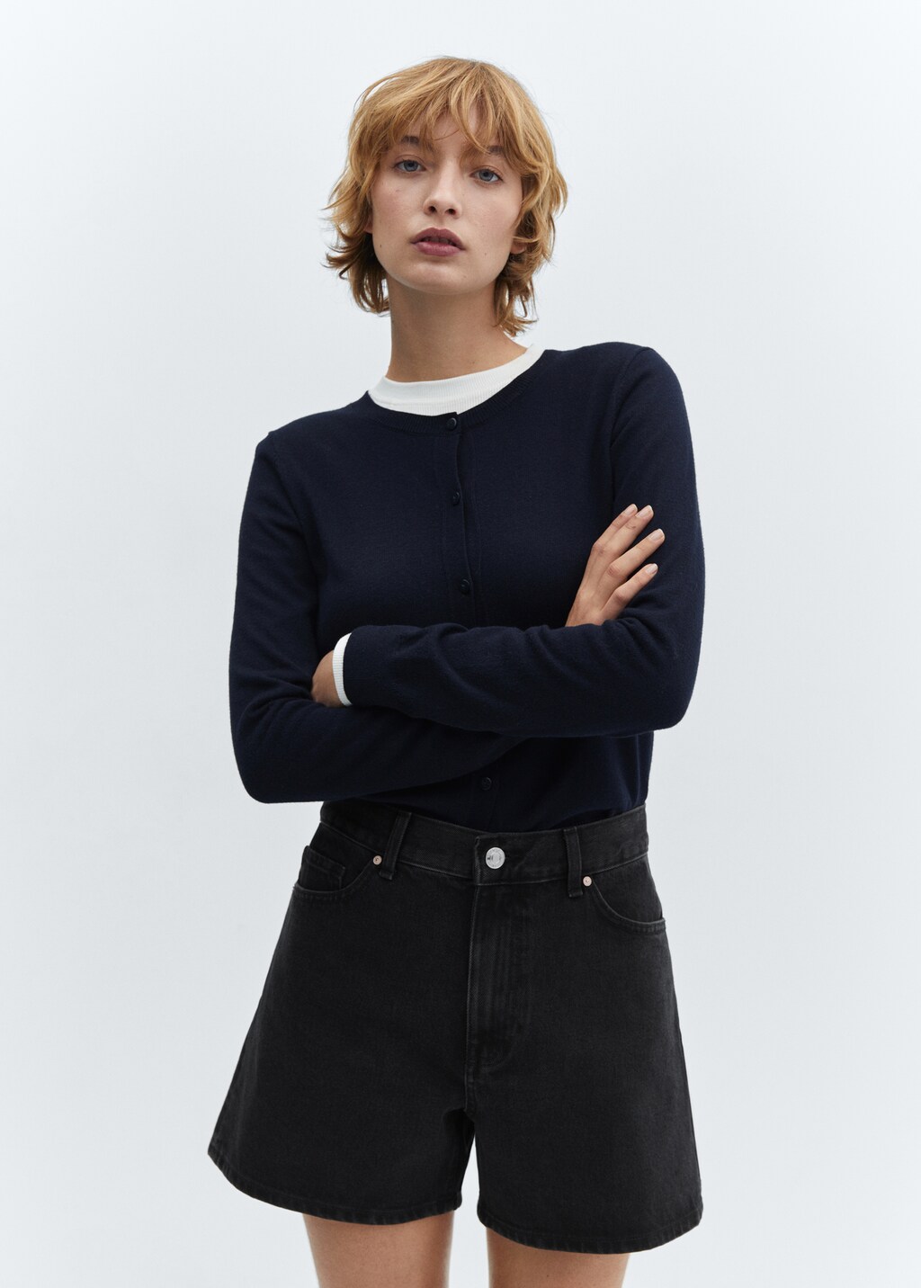 High-rise denim shorts