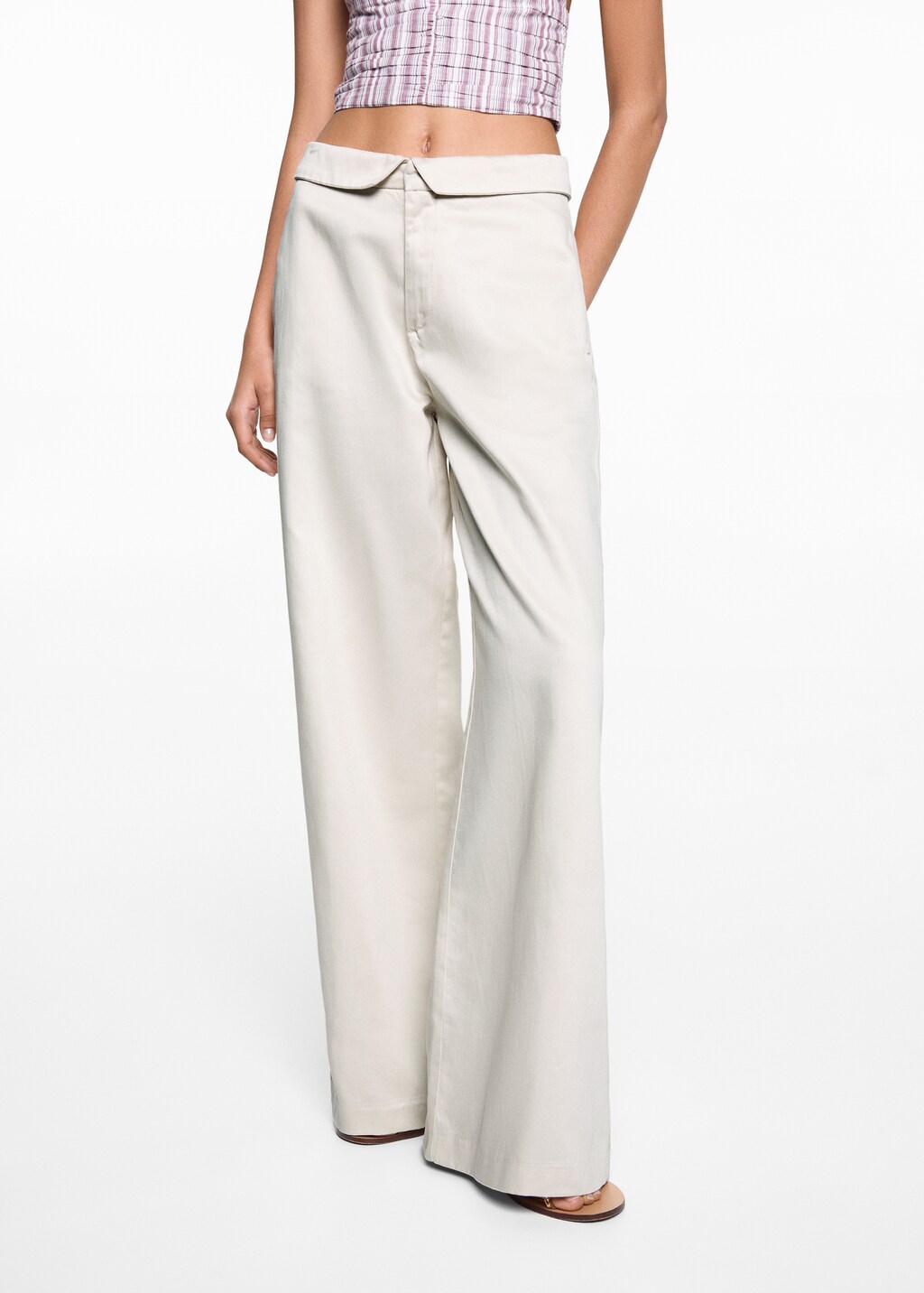 Turn-up waist trousers