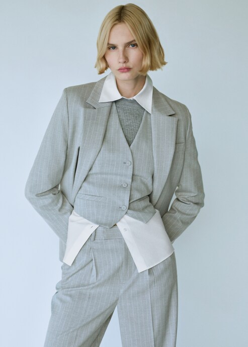 Pinstriped Suit Vest Women Mango Usa