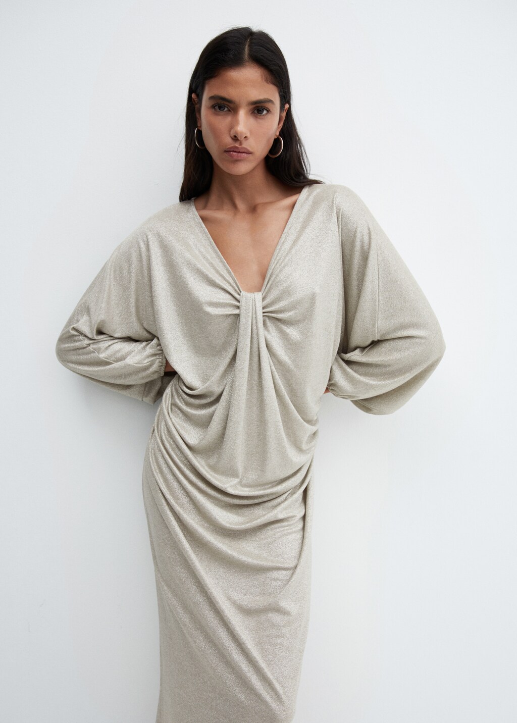 Draped lurex dress - Woman | MANGO USA