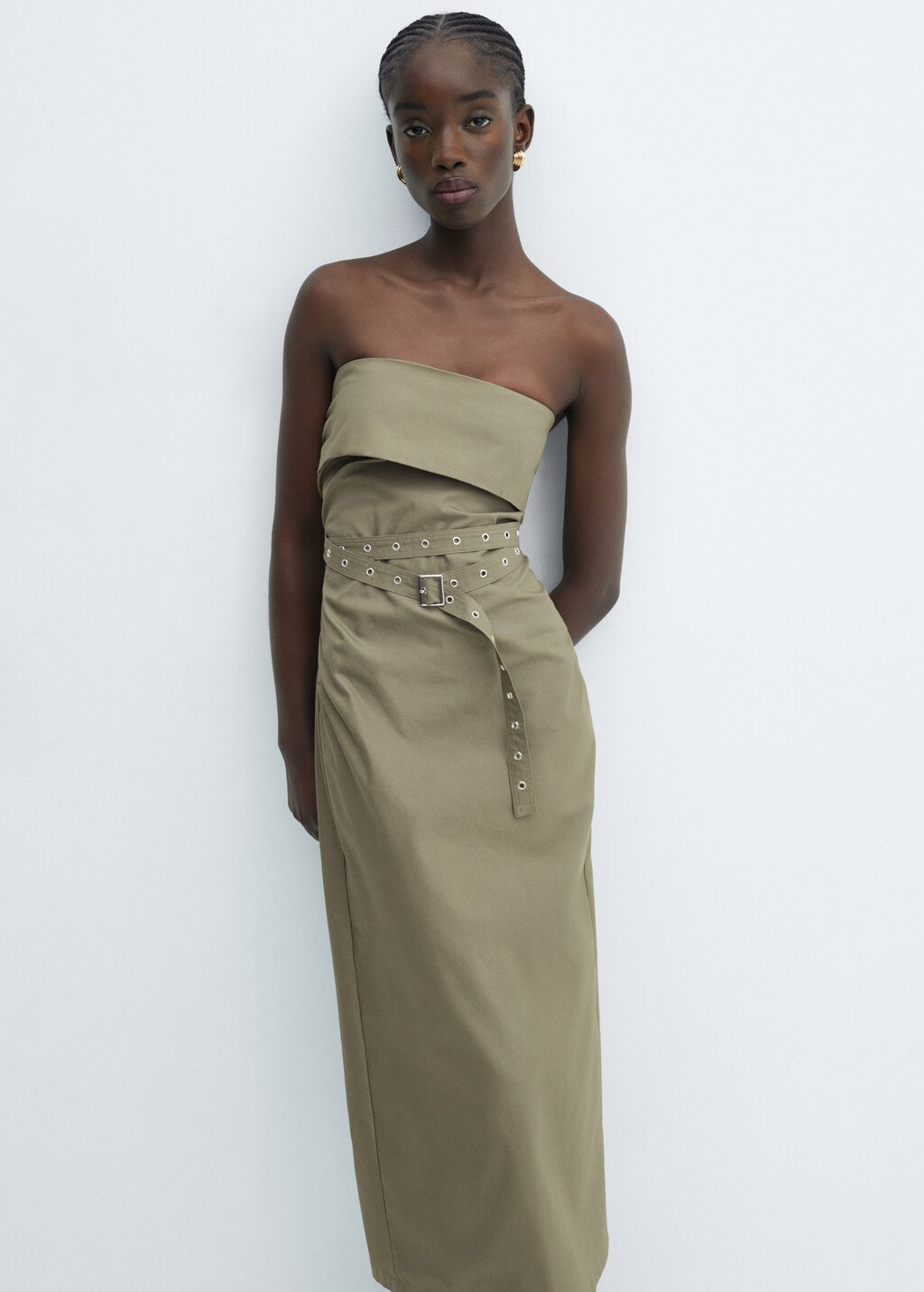 Belted Strapless Dress Woman Mango Vietnam