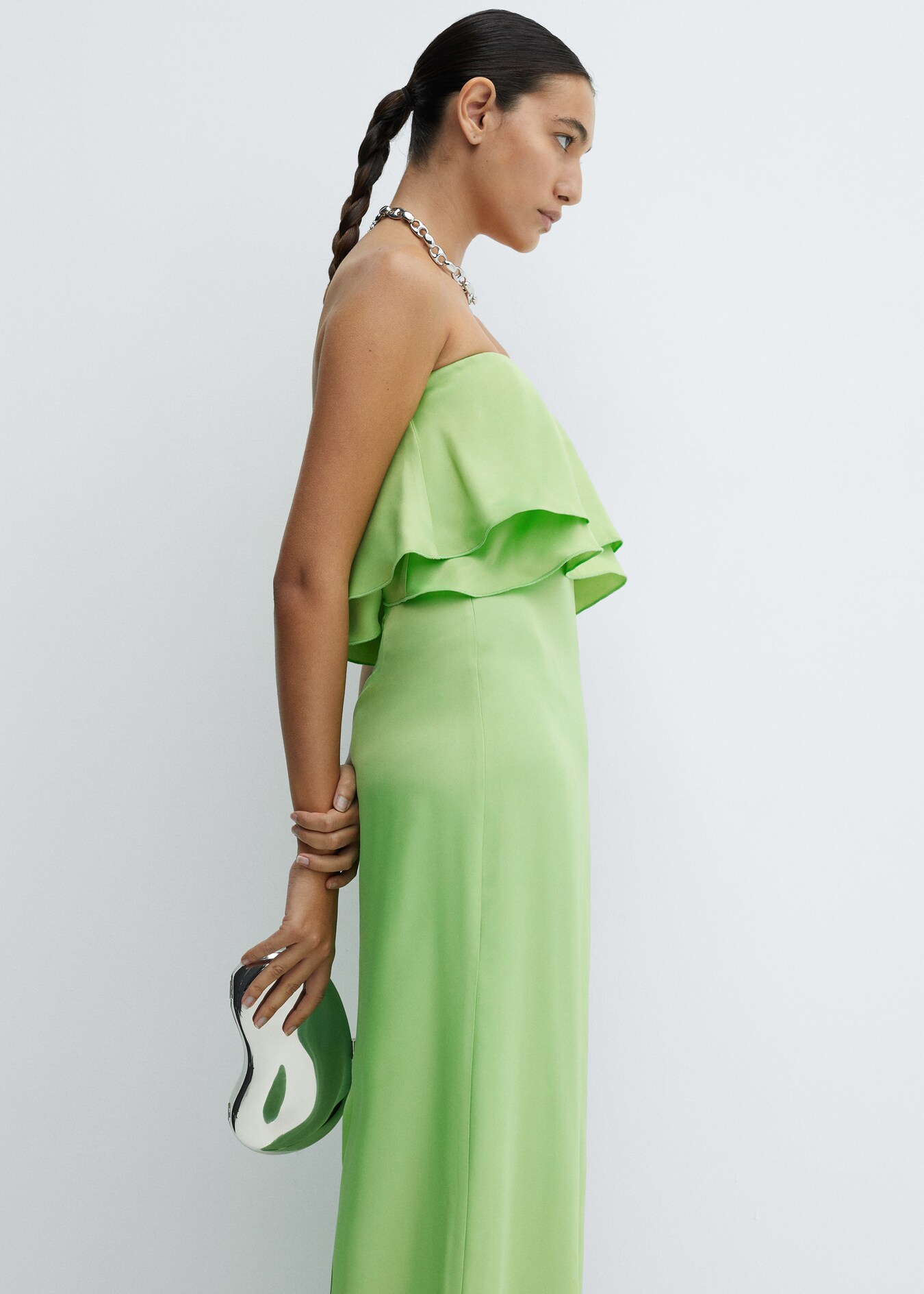 Strapless Dress With Ruffles Woman Mango Usa