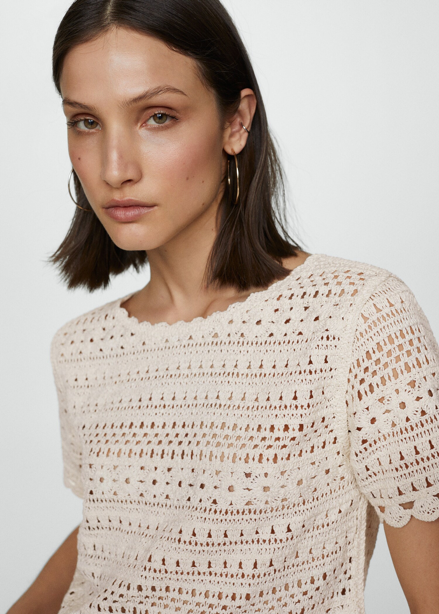 Knitted jumper with openwork details - Women | MANGO USA