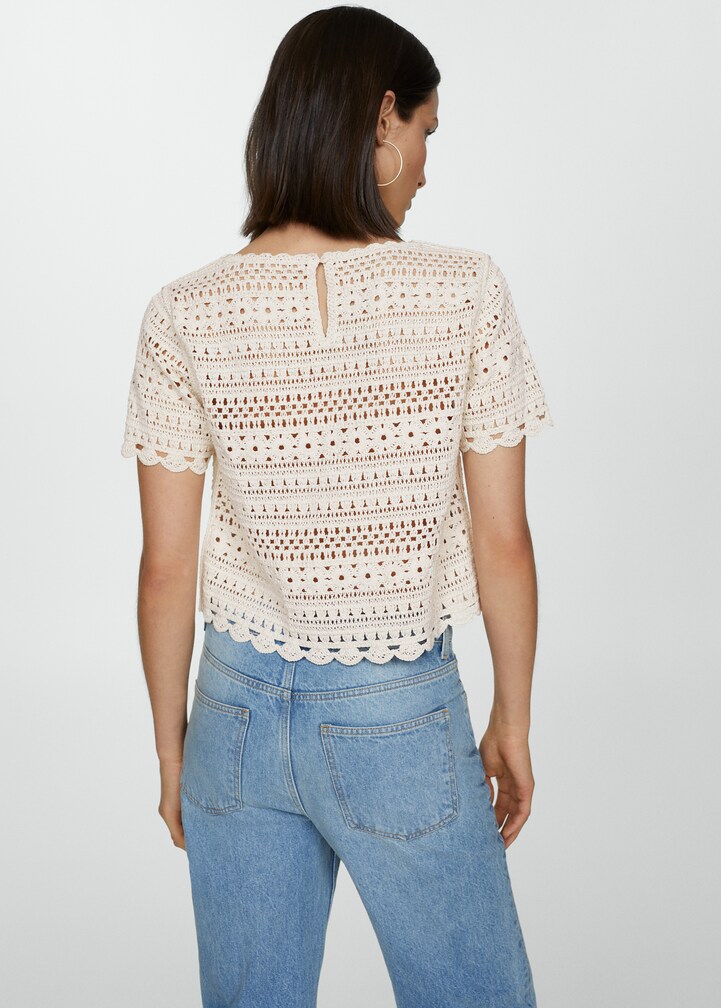 Knitted jumper with openwork details - Women | MANGO USA