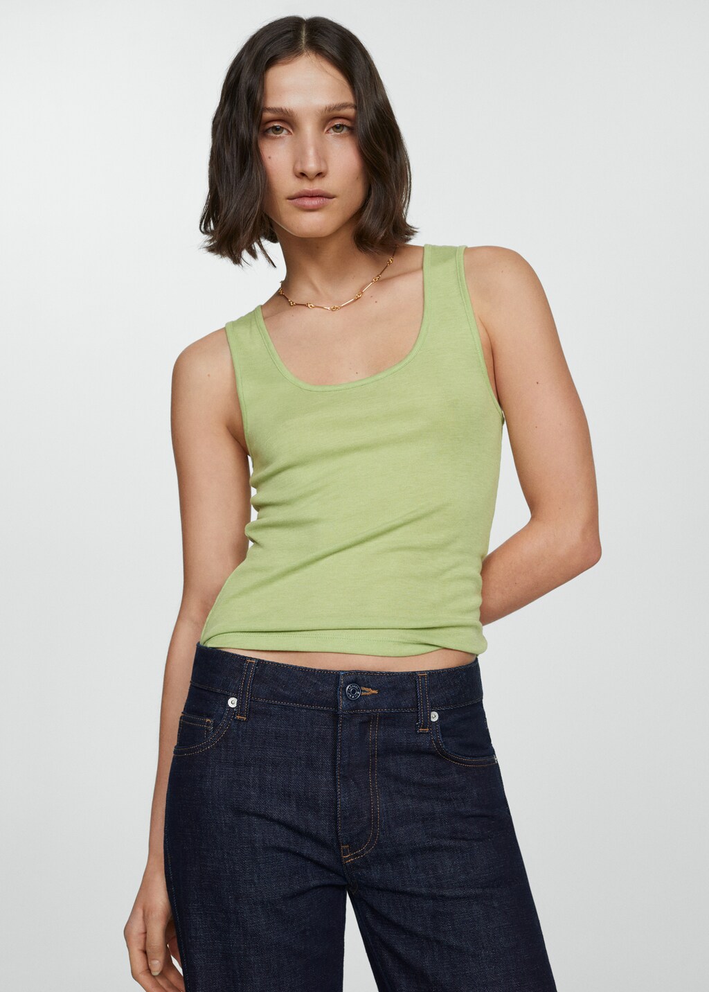 Knitted top with wide straps - Woman | MANGO USA