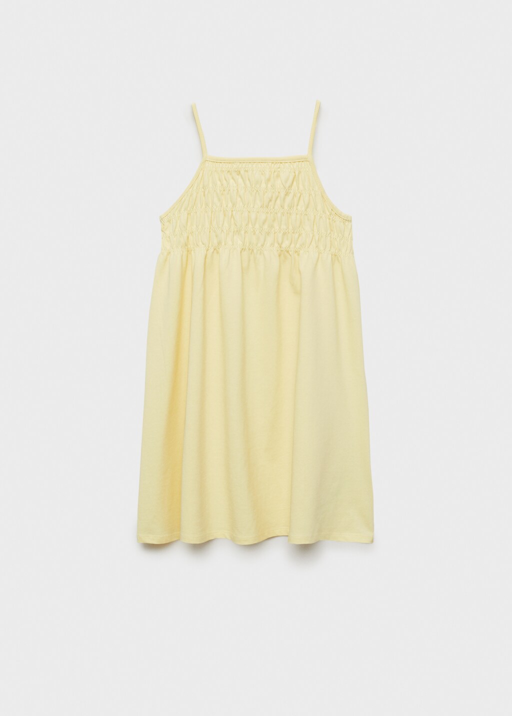 Gaun katun dengan leher kerutan - Anak-anak | MANGO Indonesia