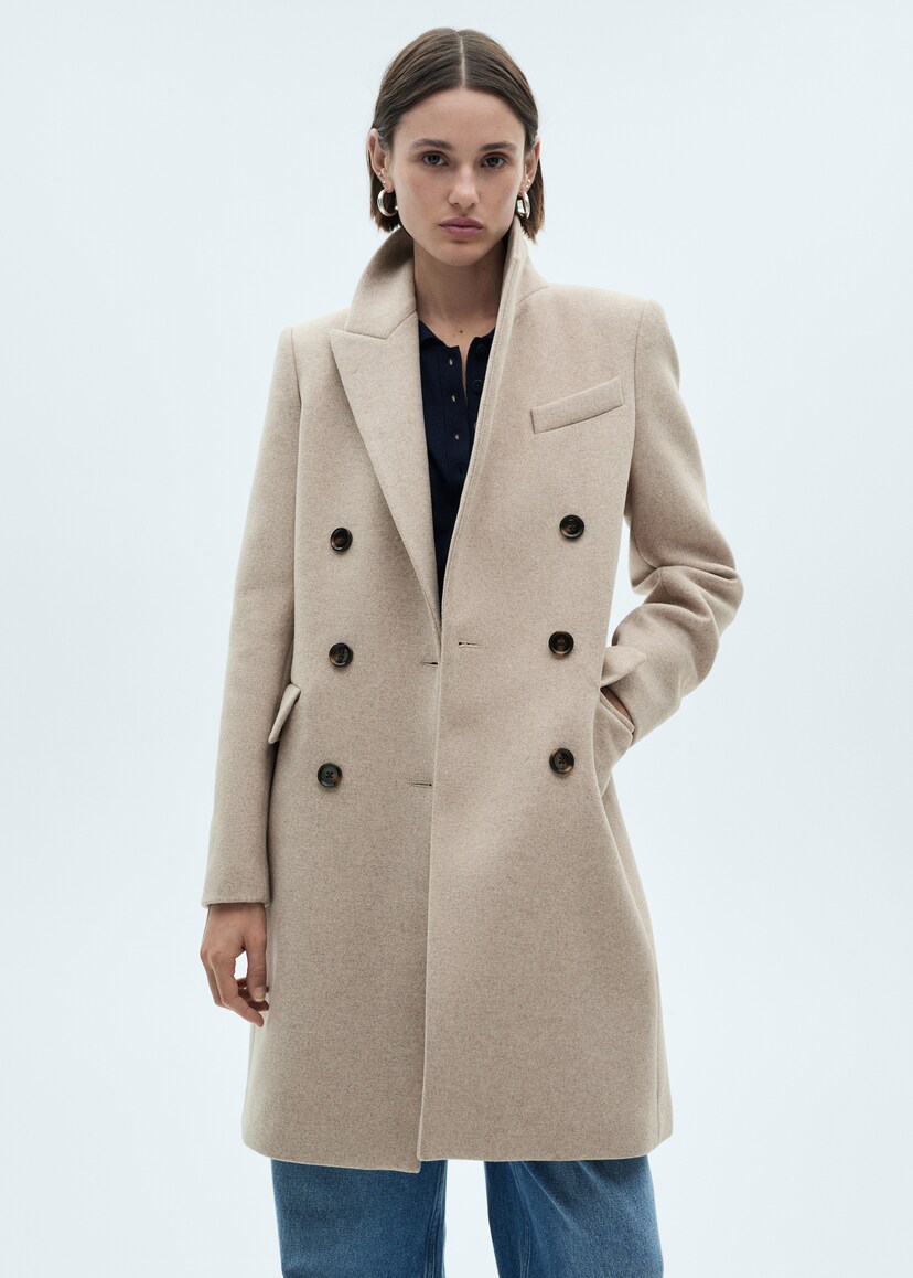 Double-breasted wool coat - Women | MANGO USA