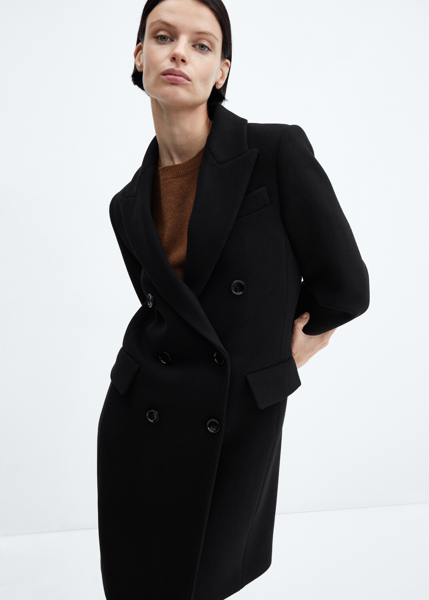 Double-breasted wool coat - Women | MANGO USA