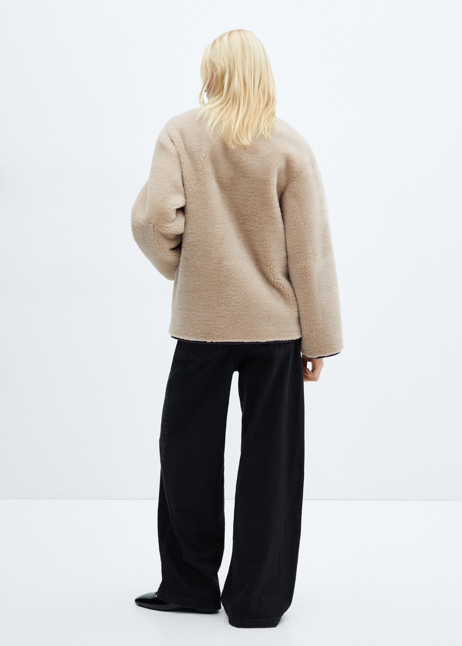 Fur-effect coat with appliqués - Woman | MANGO USA