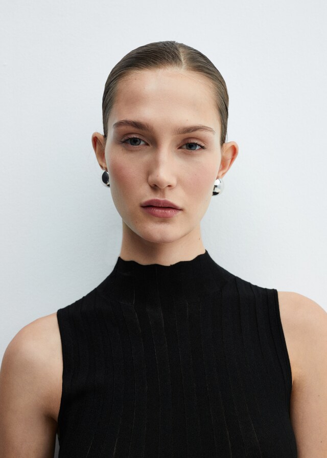 Turtleneck Ribbed Top Woman Mango Usa