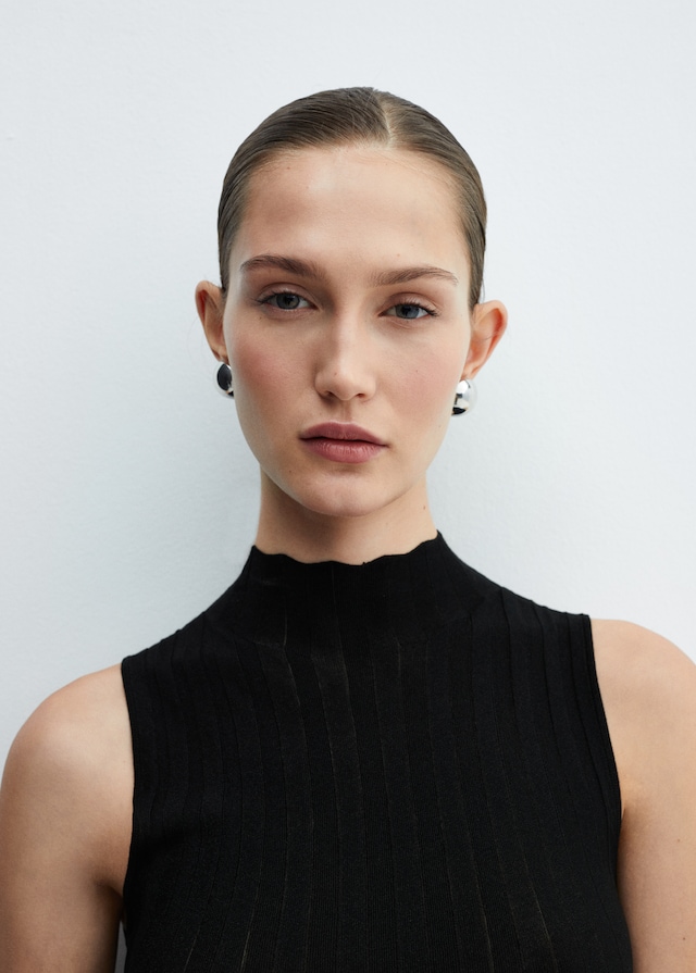 Turtleneck Ribbed Top Woman Mango Usa