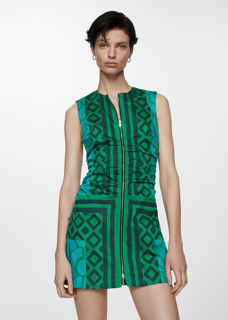 Printed dress with zipper - Women | MANGO USA