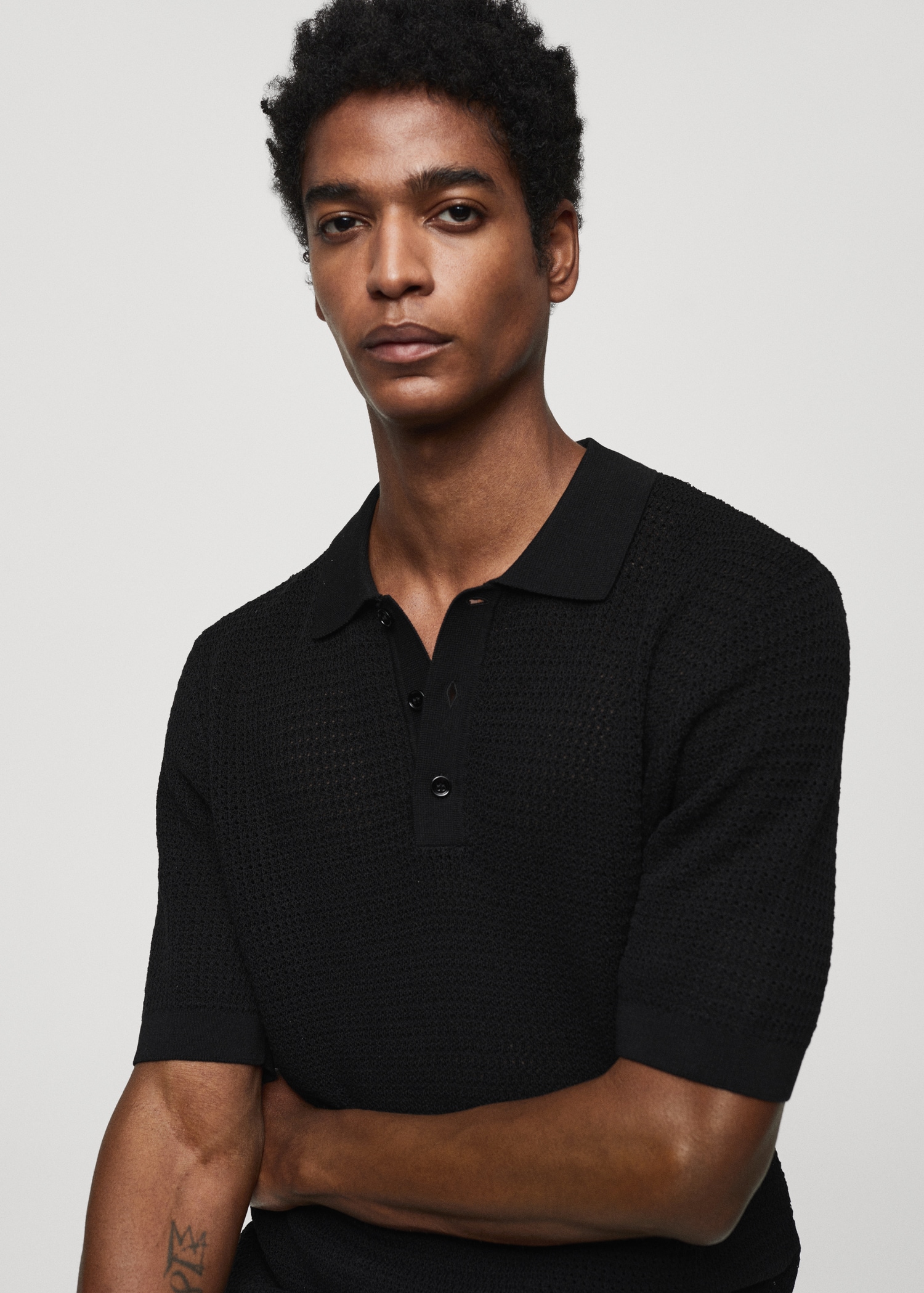 Openwork Knit Polo Man Mango Usa
