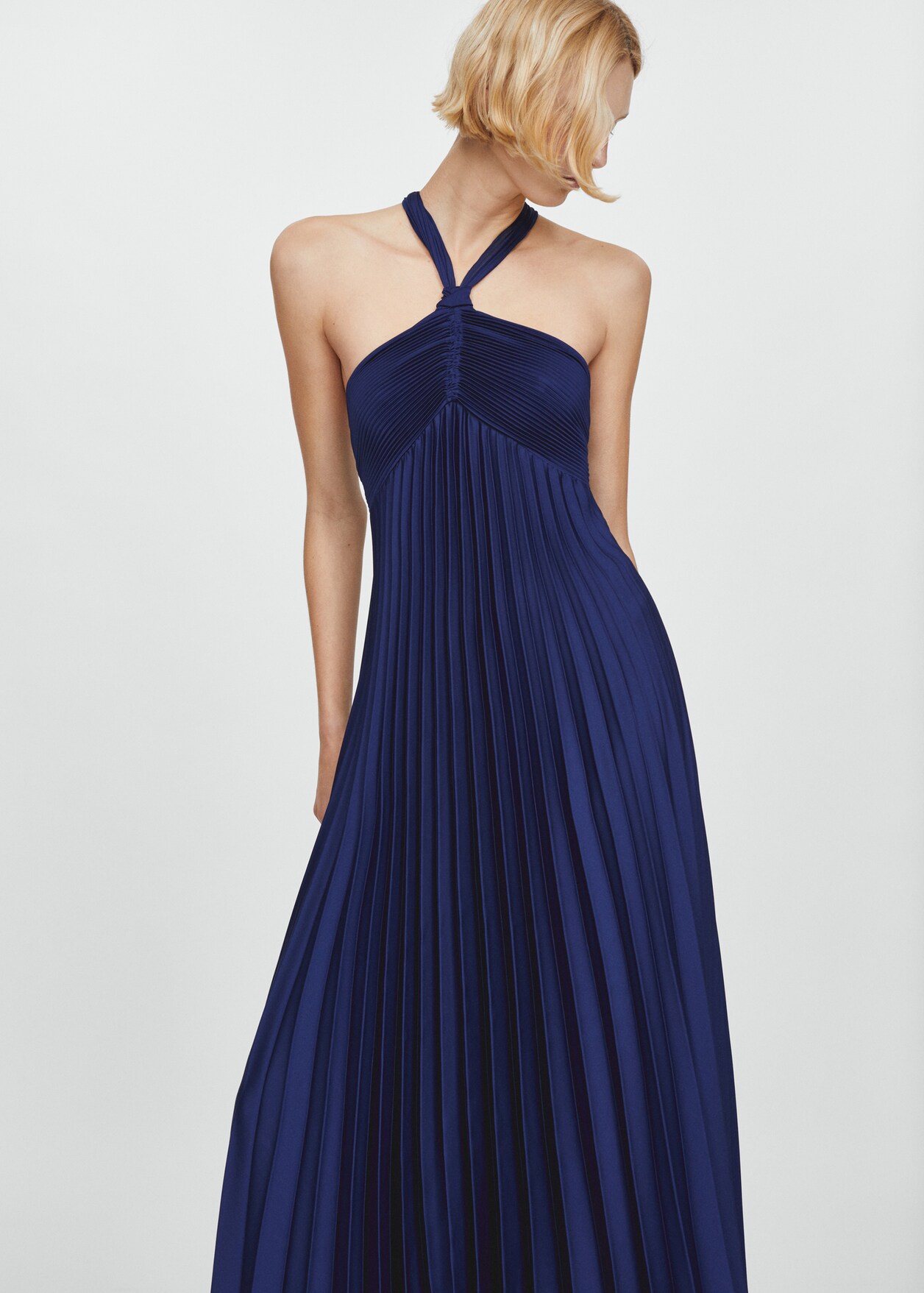 Pleated Halter Neck Dress Women Mango Usa