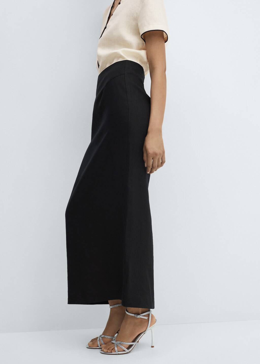 Linen skirt with slit - Woman | MANGO USA