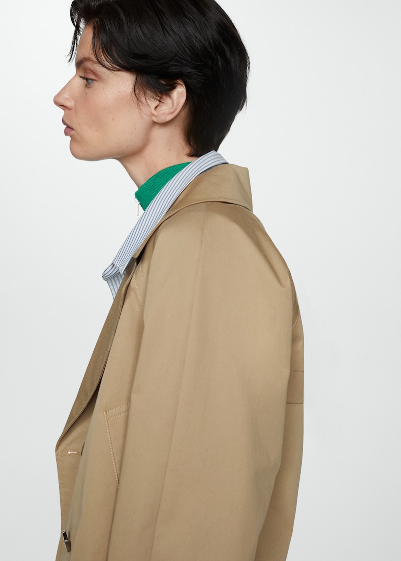 Cropped Trench Coat With Lapels Woman Mango Usa