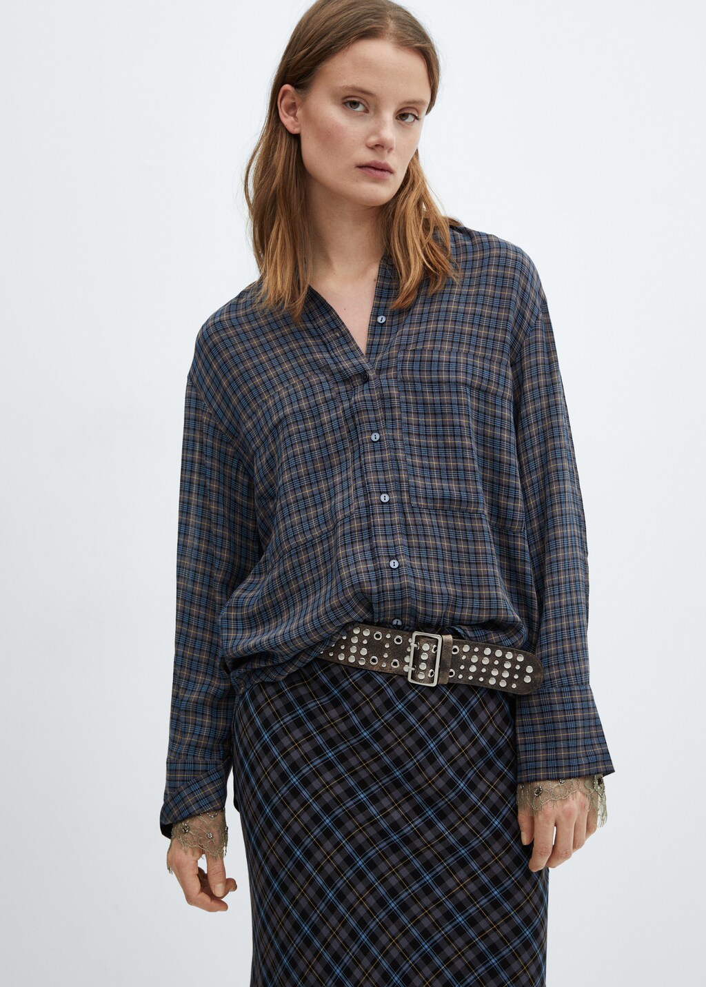 Oversize Check Shirt Woman Mng Australia