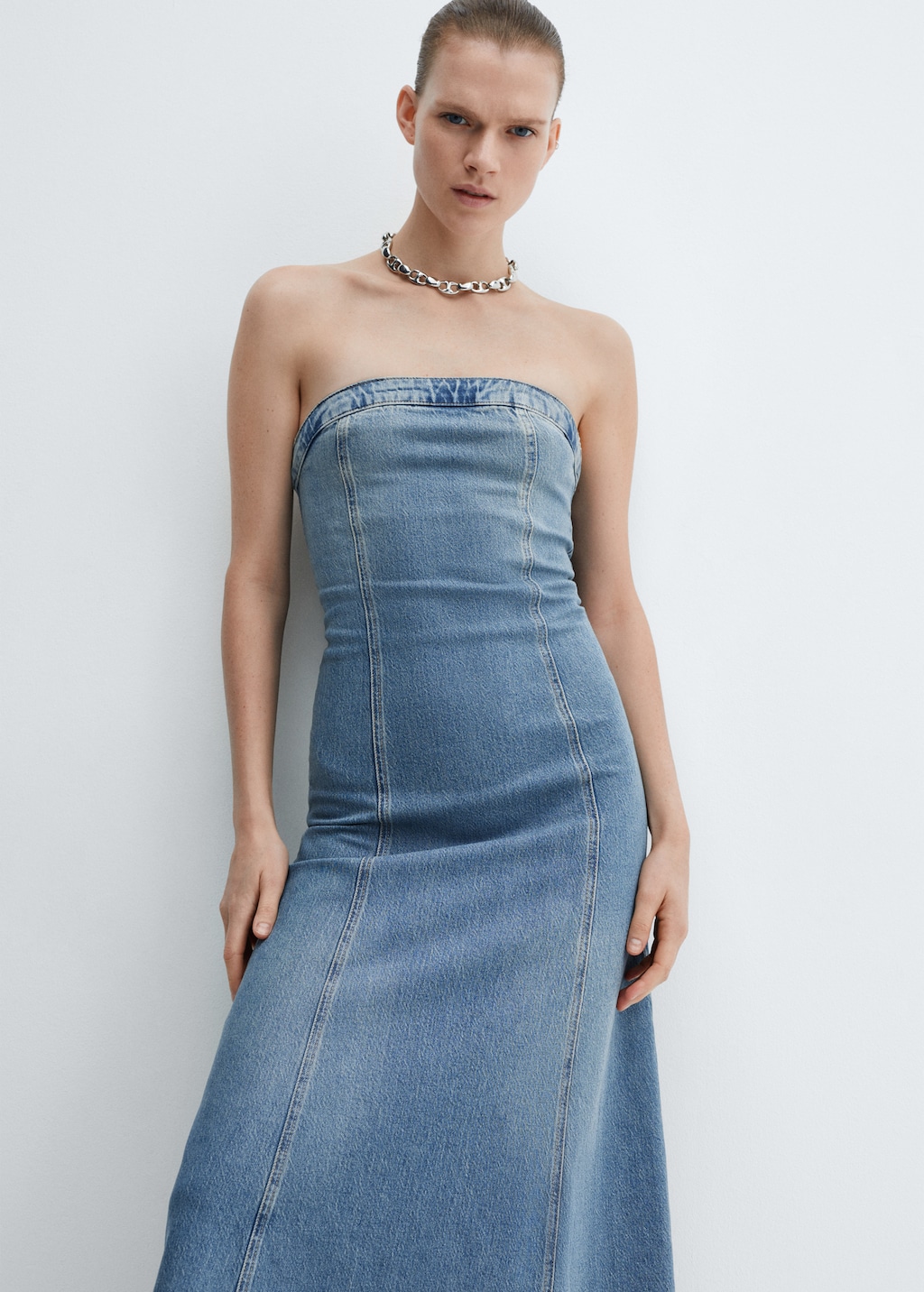 Strapless Denim Dress Women Mango Vietnam