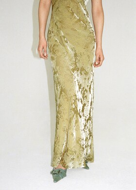 Long dress with velvet details - Woman | MANGO USA