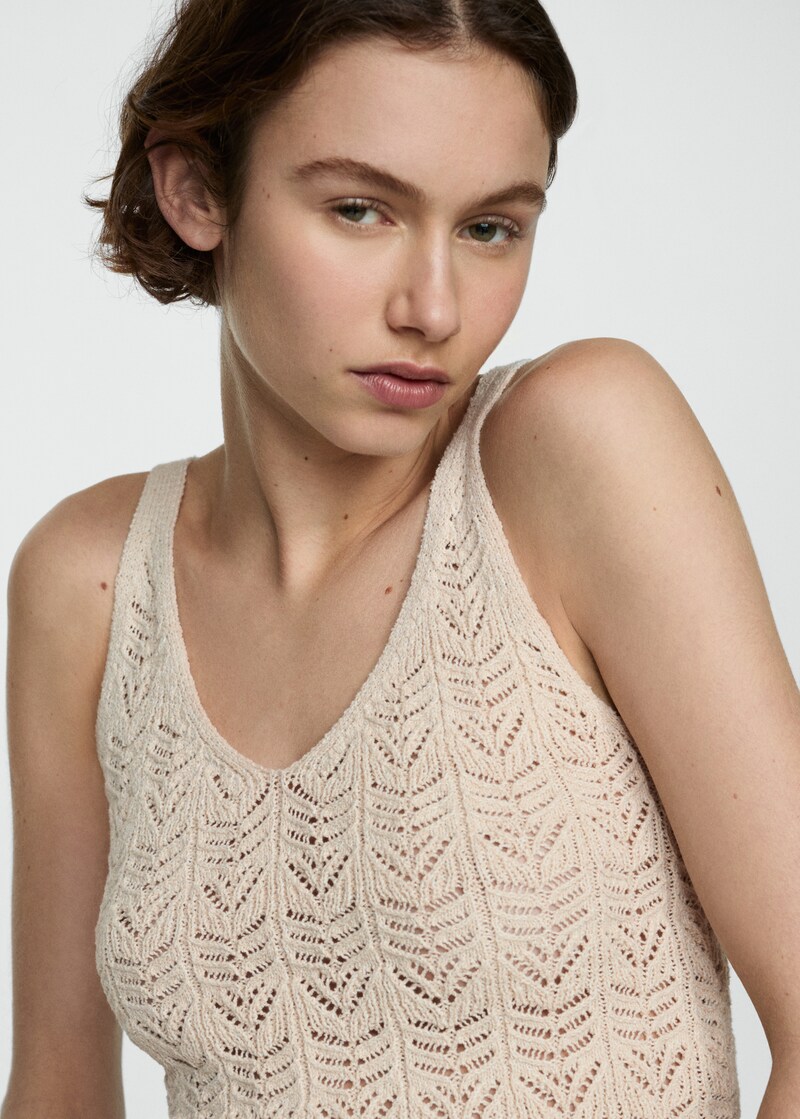 Openwork details knit top - Woman | MANGO USA