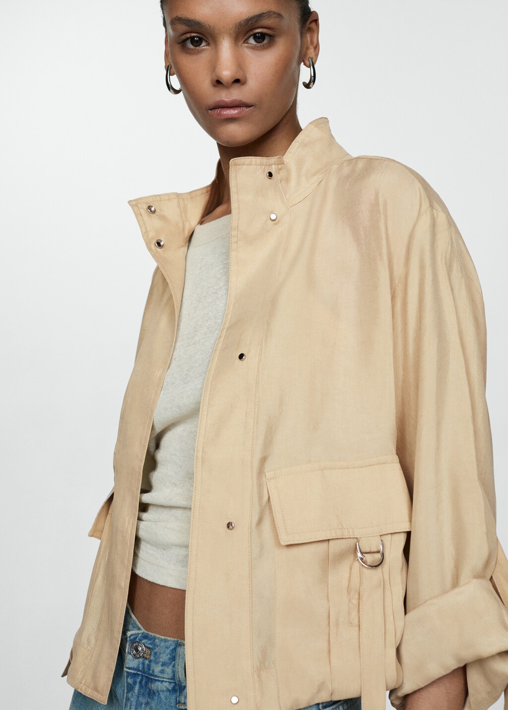 Lyocell jacket with pockets - Woman | MANGO Armenia