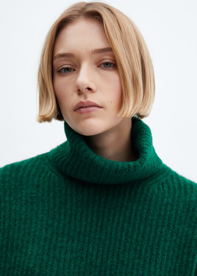 Ribbed Turtleneck Dress Woman Mango Usa