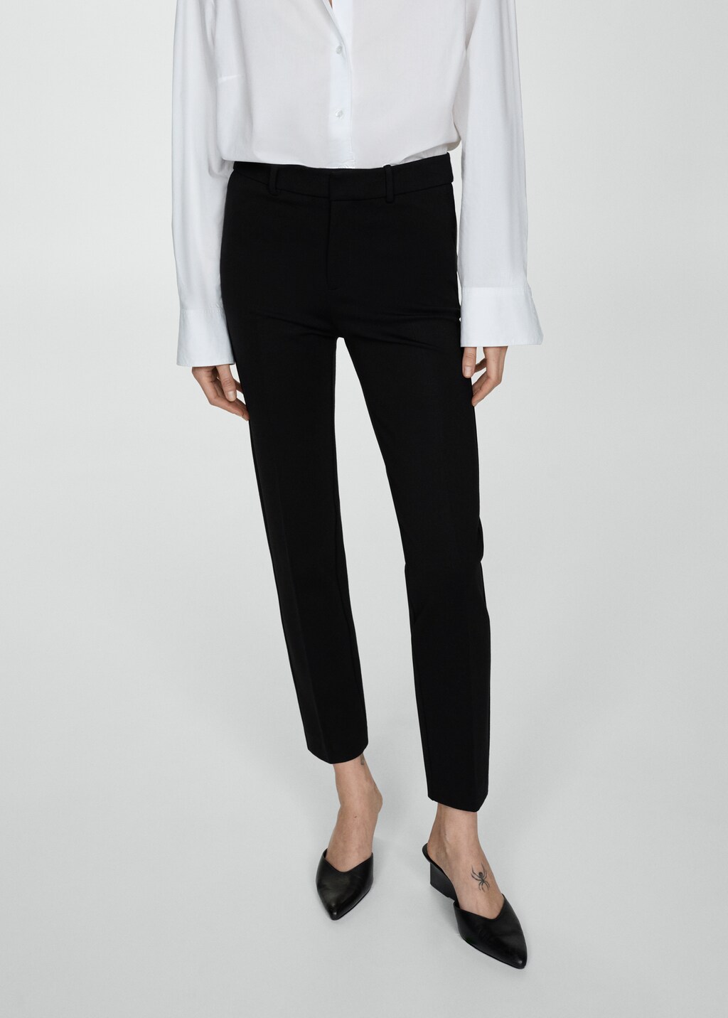 Rak stickad byxa - Dam | MANGO Sweden