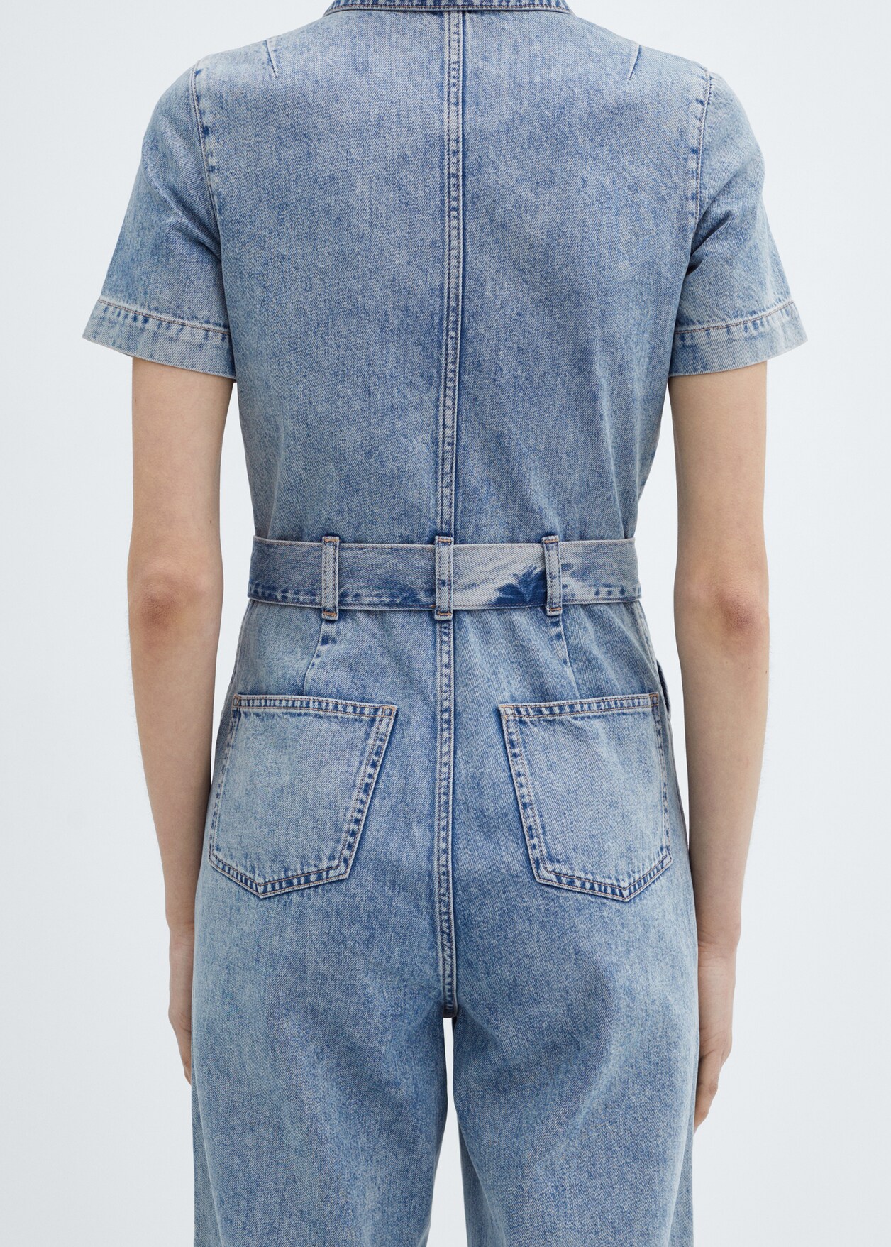 Short Sleeved Denim Jumpsuit