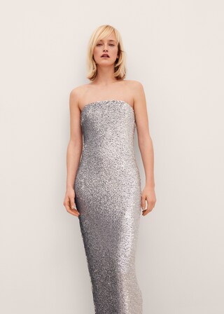 Strapless sequined dress - Woman | MANGO United Kingdom