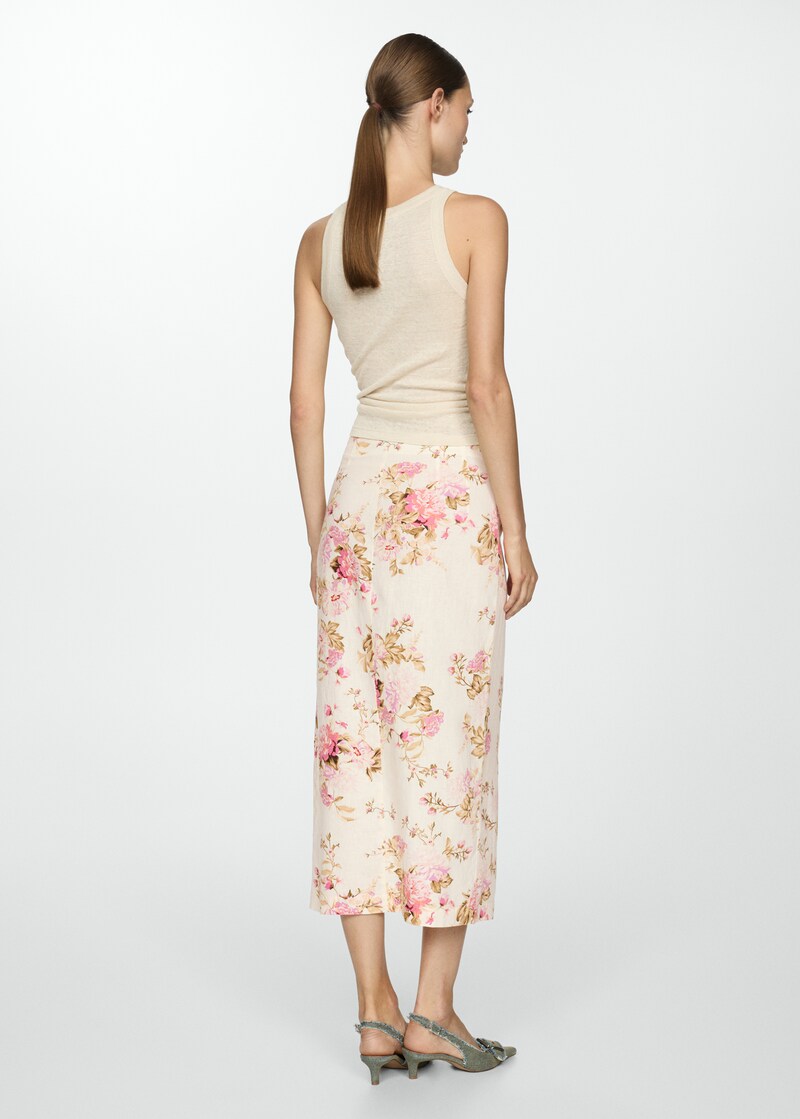 Linen skirt with slit - Woman | MANGO USA