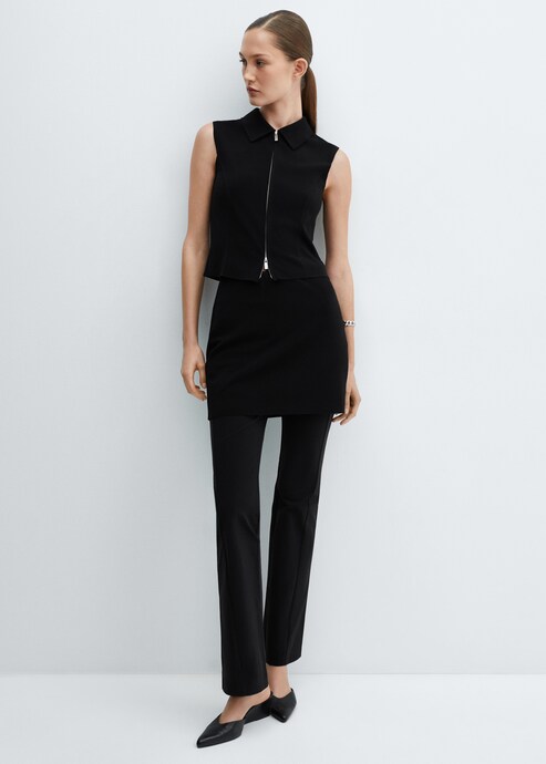 Fermuarlı crop bluz - Kadın | MANGO Türkiye