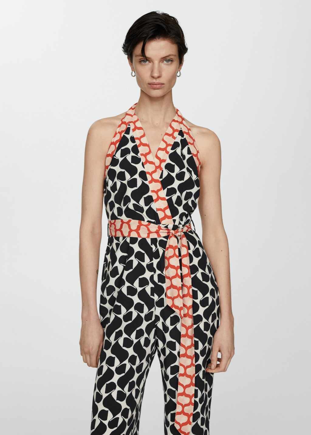 Printed jumpsuit with bow - Woman | MANGO Estonia