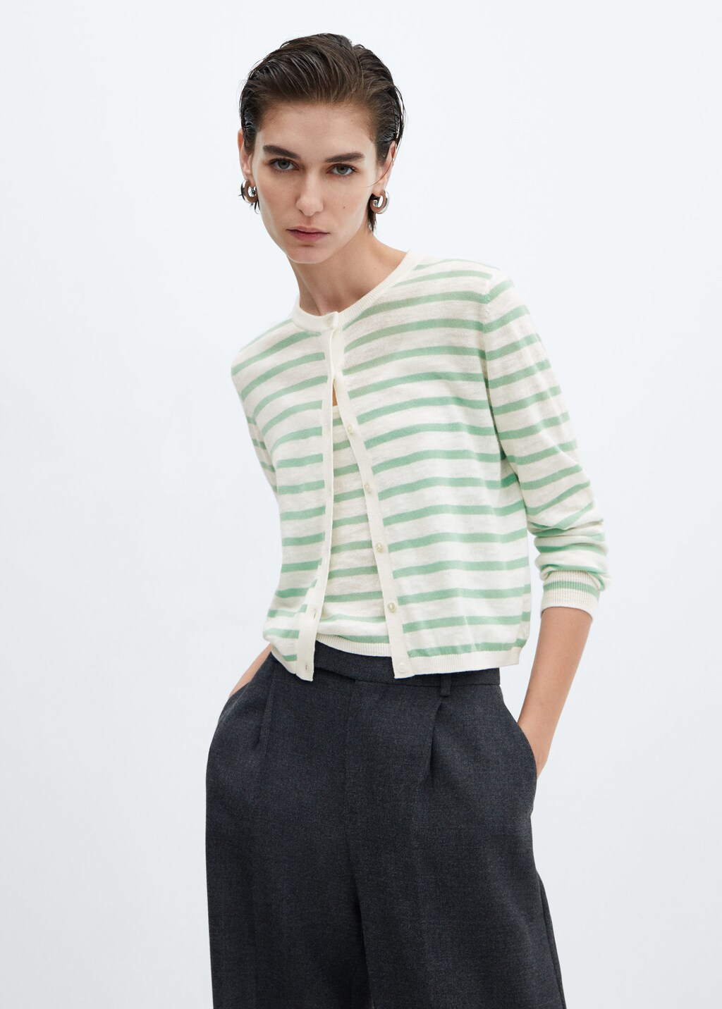 Stripped knit cardigan | MANGO