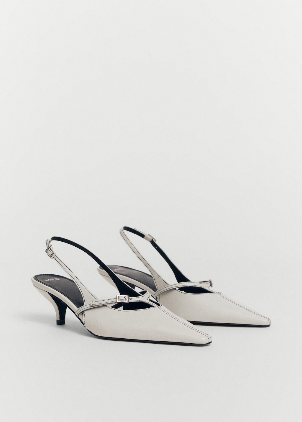 Leather heeled slingback shoes with buckles | MANGO