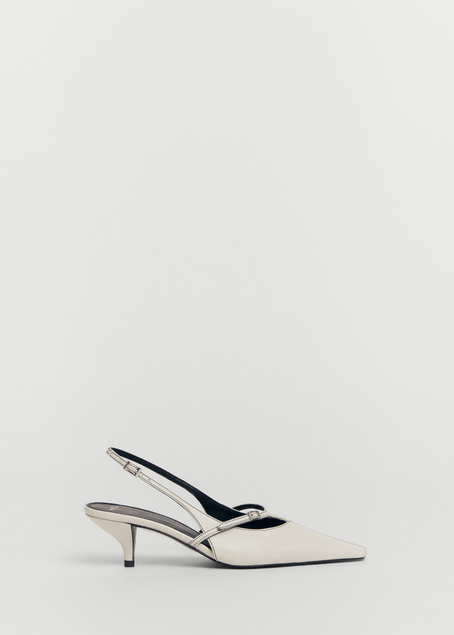 Leather heeled slingback shoes with buckles | MANGO