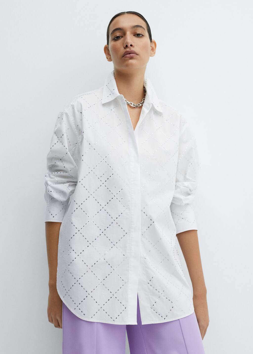 Cotton strass shirt | MANGO