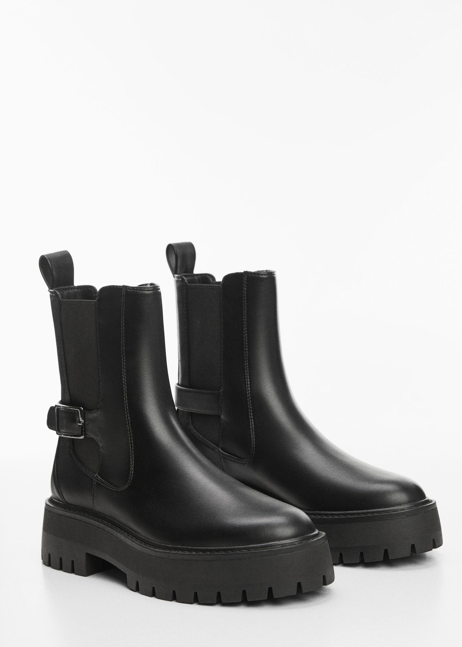 Ankle boots with elastic panel and buckle | MANGO
