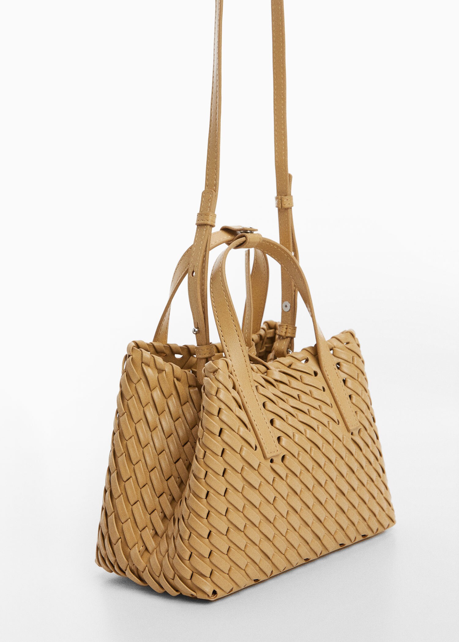Double handle braided bag | MANGO
