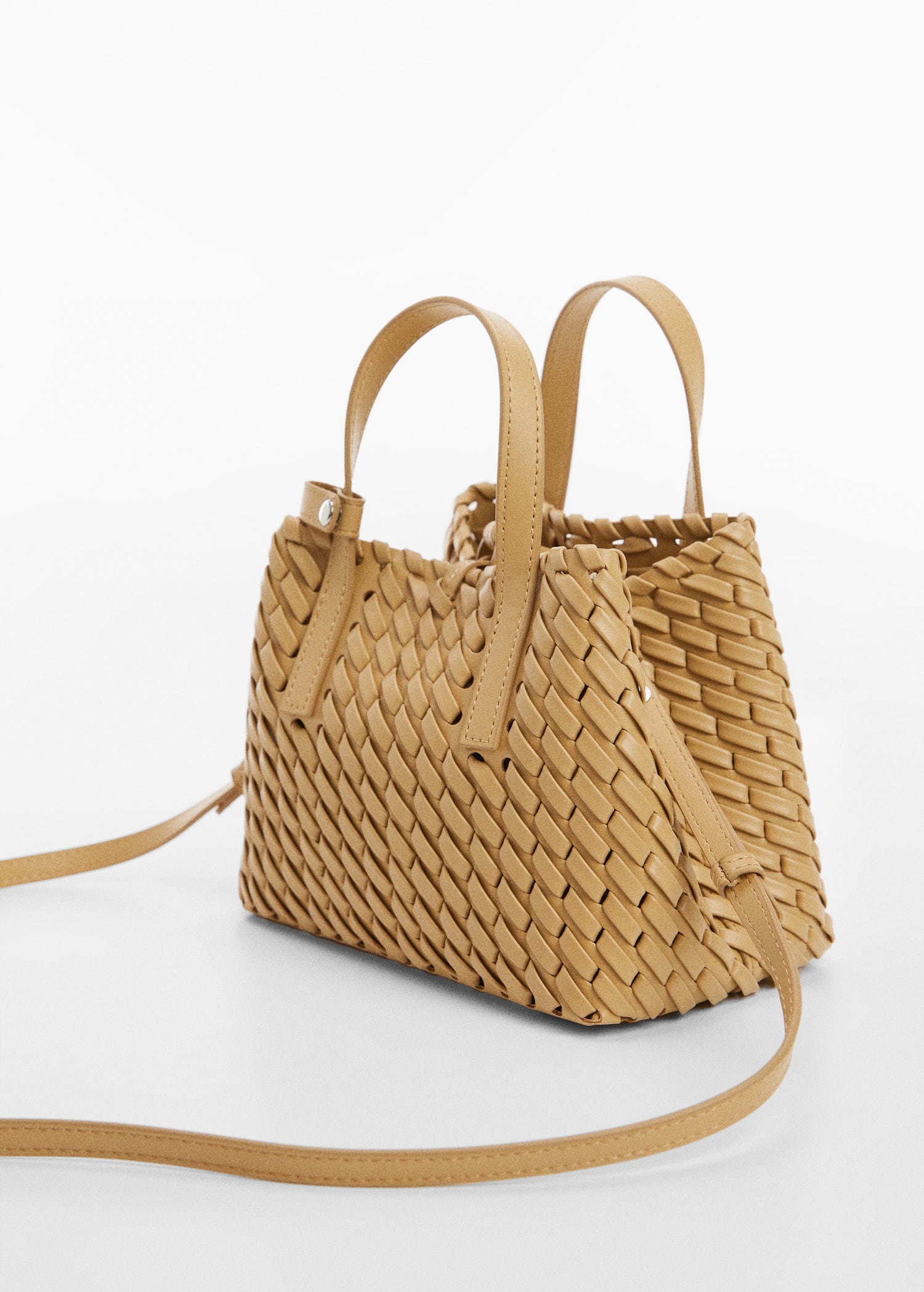 Double handle braided bag | MANGO