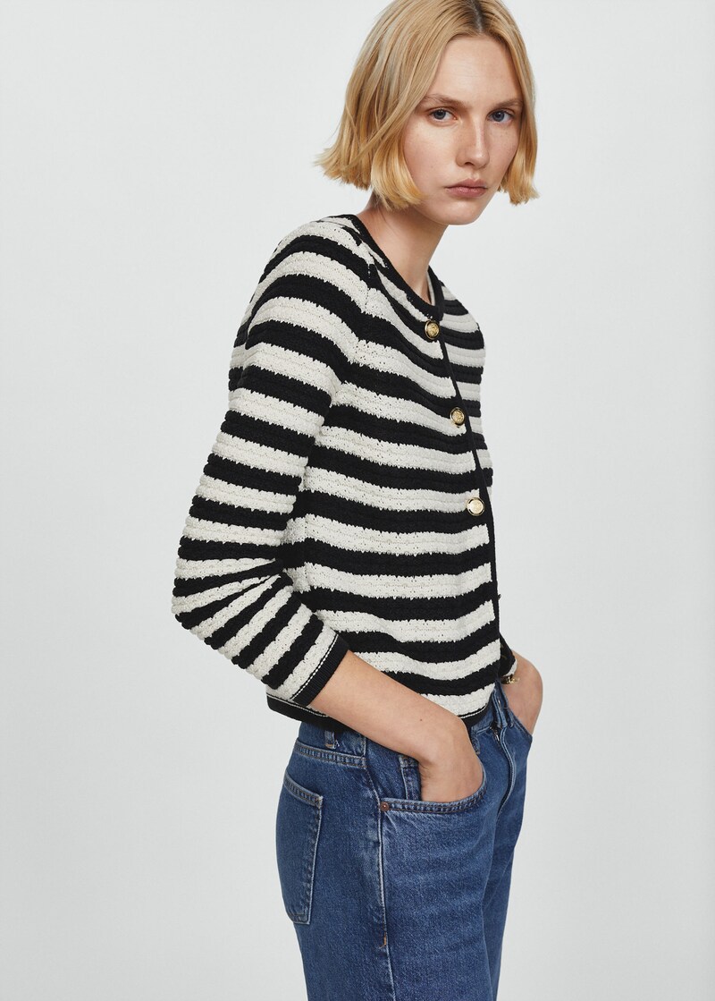 Striped cardigan with jewel buttons | MANGO