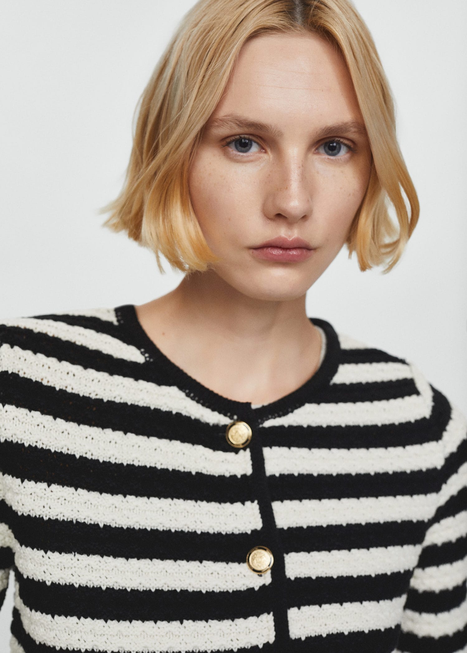 Striped cardigan with jewel buttons | MANGO