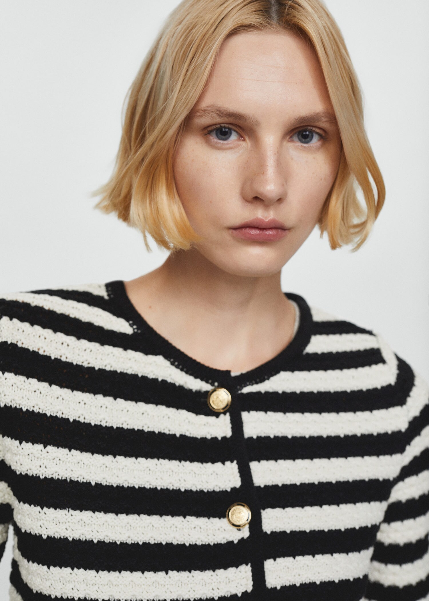 Striped cardigan with jewel buttons | MANGO